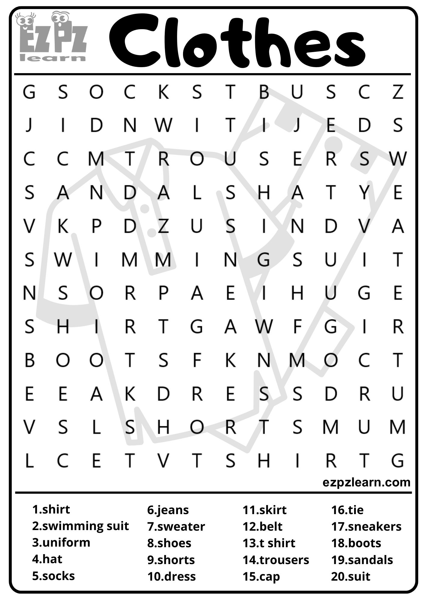 Clothes Wordwall